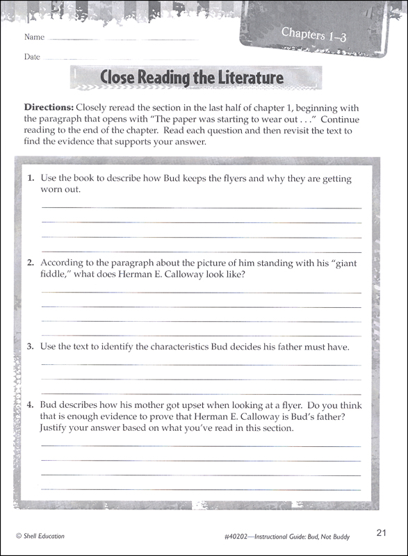 Bud Not Buddy Book Questions