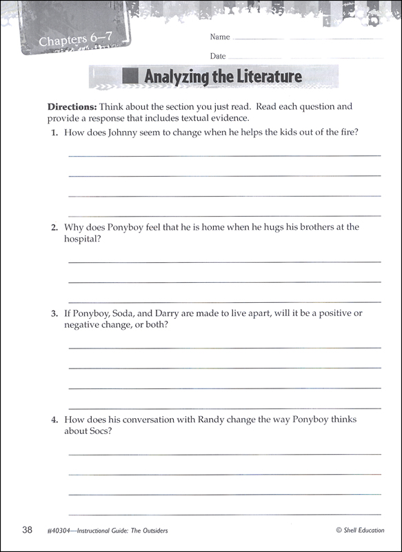 Outsiders: Instructional Guides for Literature | Shell Education ...