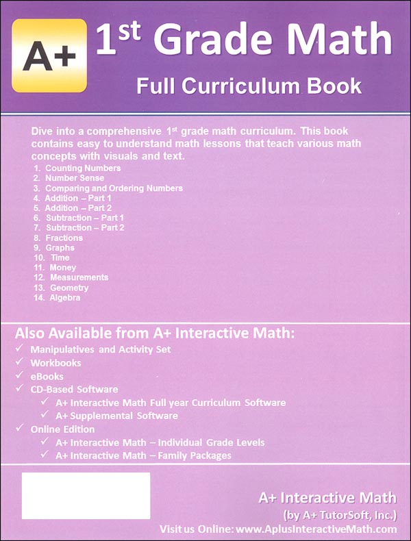 A+ Interactive Math 1st Grade Full Curriculum Textbook & Workbook ...