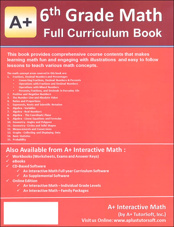 A+ Interactive Math 6th Grade Full Curriculum Textbook & Workbook ...