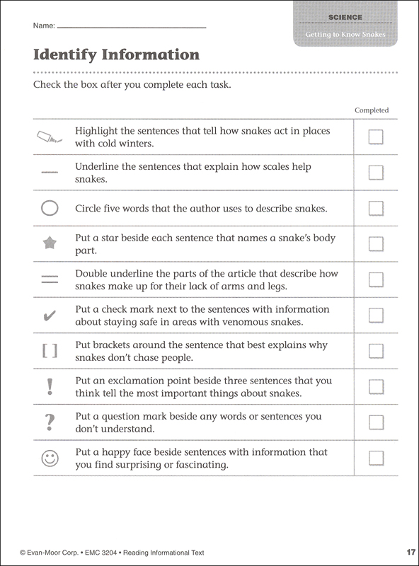 Reading Informational Text: Common Core Lessons Grade 4 | Evan-Moor ...