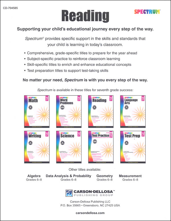 Spectrum Reading 2015 Grade 7 Spectrum 9781483812205 Spectrum Reading 2015 Grade 7 Spectrum 9781483812205