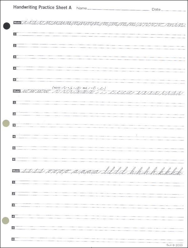 Spencerian Script Practice Sheets
