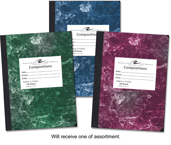 Hard Cover Dark Marble Composition Notebook Wide Ruled Assorted Marble Cover Roaring 