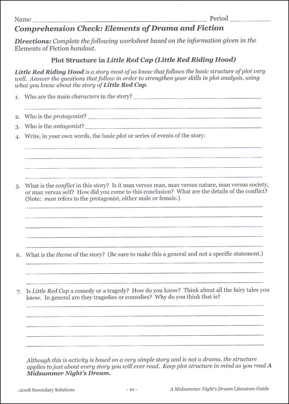 Midsummer Night's Dream (Standards-Based Literature Guide) | Secondary ...