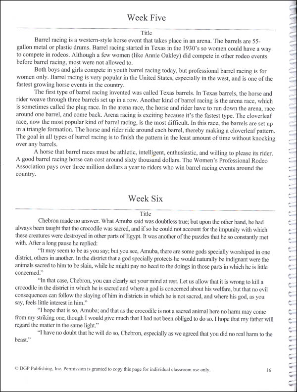 Daily Reading Practice Teacher Guide Grade 9 DGP Publishing Daily Reading Practice Teacher Guide Grade 9 DGP Publishing