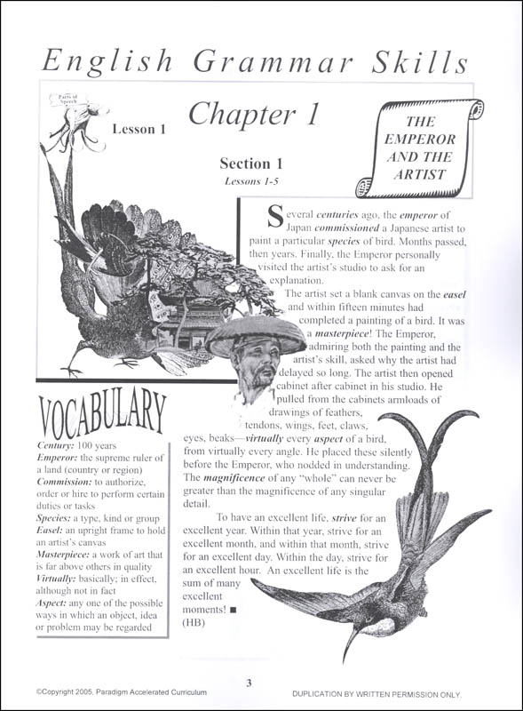 English Grammar Skills: Chapter 1 Text | Paradigm Accelerated ...