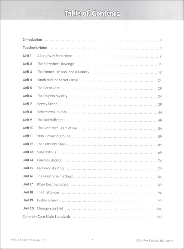Comprehending Text Grade 5 Teacher Created Resources 9781420682489