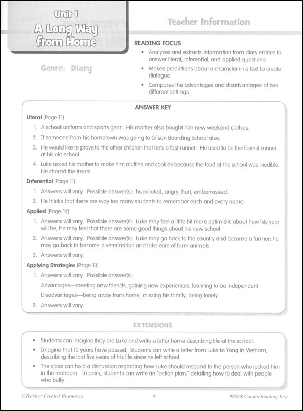 Comprehending Text Grade 5 Teacher Created Resources 9781420682489 