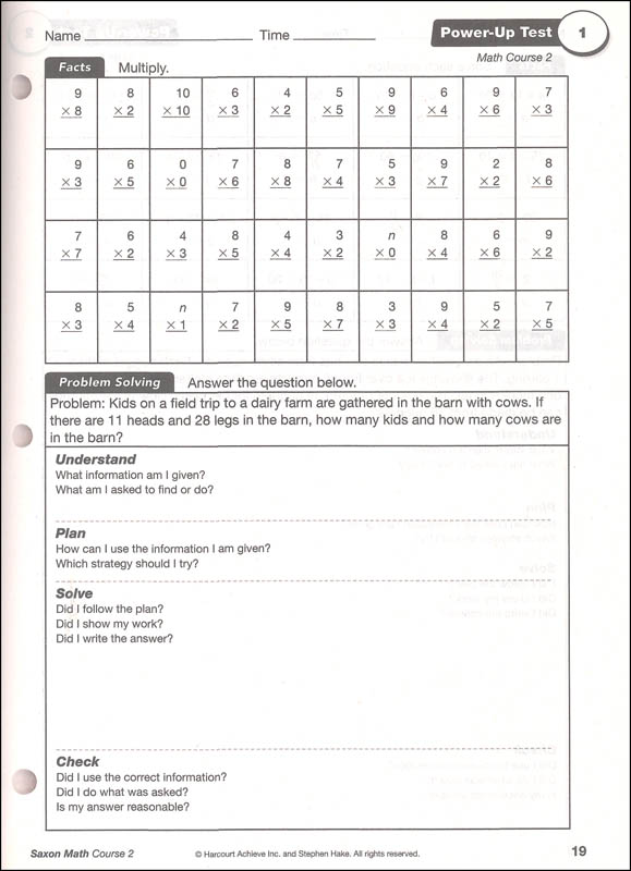 Saxon Math Course 2 Assessments Saxon Publishers 9781591418627