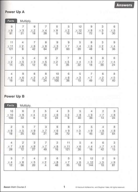 Saxon Math Course 3 Solutions Manual Saxon Publishers 9781591419167
