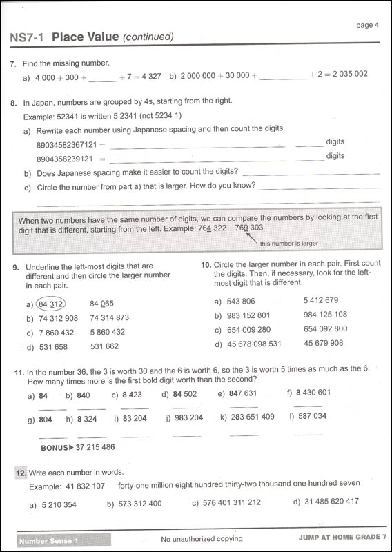 JUMP At Home Grade 7 Worksheets For The JUMP Math Program House Of