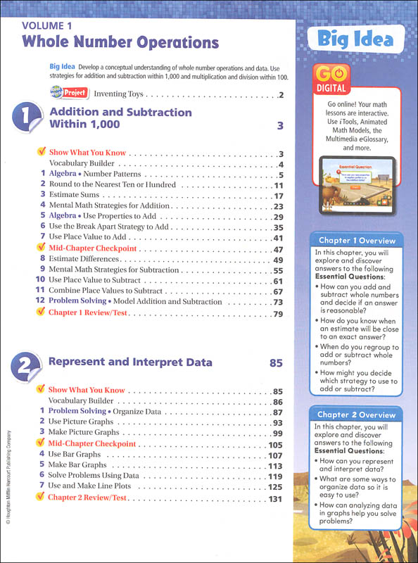 Go Math Student Set 2016 Grade 3 Houghton Mifflin School 9780544745582