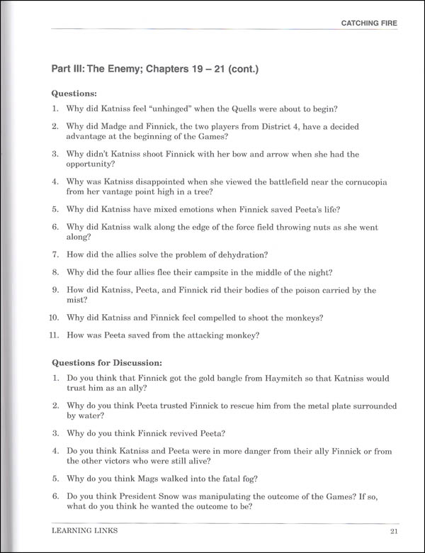 Catching Fire Novel-Ties Study Guide | Learning Links | 9780767500043 Catching Fire Novel-Ties Study Guide | Learning Links | 9780767500043