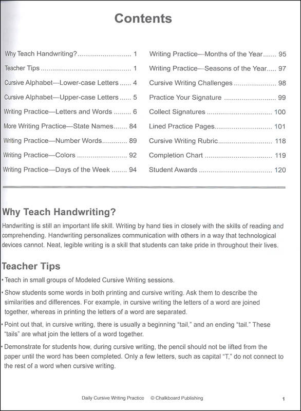 Daily Cursive Writing Practice | Chalkboard Publishing | 9781683100034