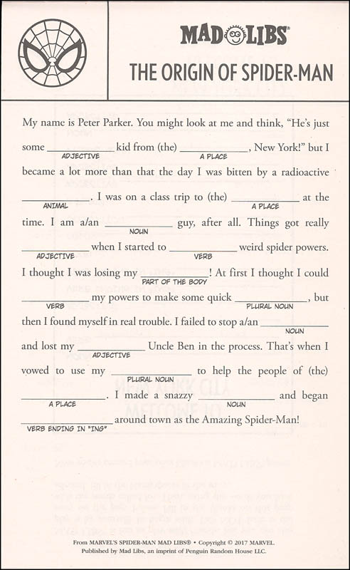 Marvel's Spider-Man Mad Libs | Penguin Young Readers | 9780515157369