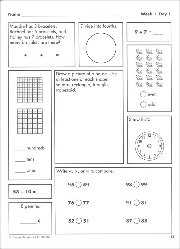 Math Weekly Practice: Grade 2 | Carson-Dellosa | 9781483827964