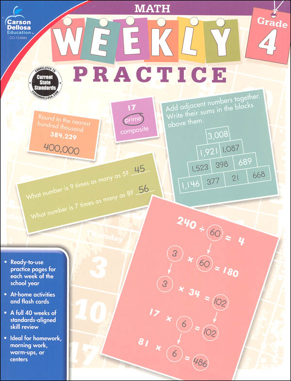 Math Weekly Practice Grade 4 Carson Dellosa 9781483827971 math-weekly-practice-grade-4-carson-dellosa-9781483827971