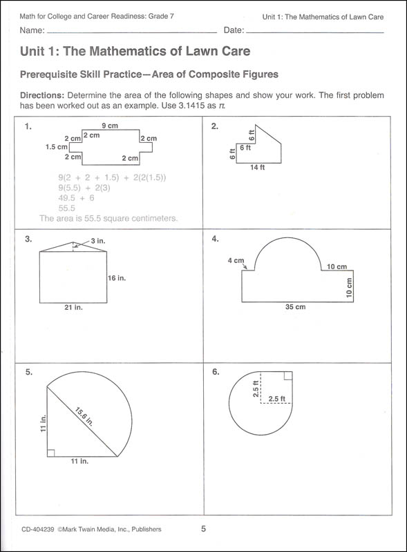 Math For College And Career Readiness Grade 7 Mark Twain Media 