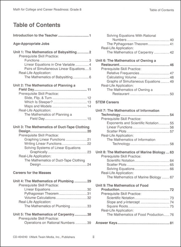 Math For College And Career Readiness Grade 8 Mark Twain Media math-for-college-and-career-readiness-grade-8-mark-twain-media