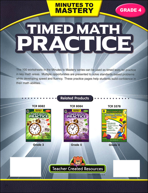 Minutes To Mastery Timed Math Practice Grade 4 Teacher Created Resources 9781420680836 minutes-to-mastery-timed-math-practice-grade-4-teacher-created-resources-9781420680836
