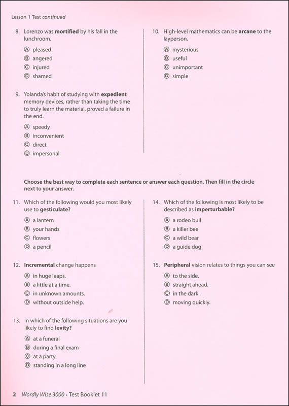 Wordly Wise 3000 4th Edition Test Book 11 Educators Publishing Wordly Wise 3000 4th Edition Test Book 11 Educators Publishing
