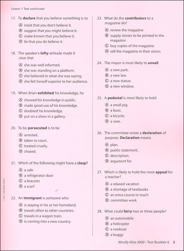 Wordly Wise 3000 4th Edition Test Book 6 Educators Publishing Service Wordly Wise 3000 4th Edition Test Book 6 Educators Publishing Service
