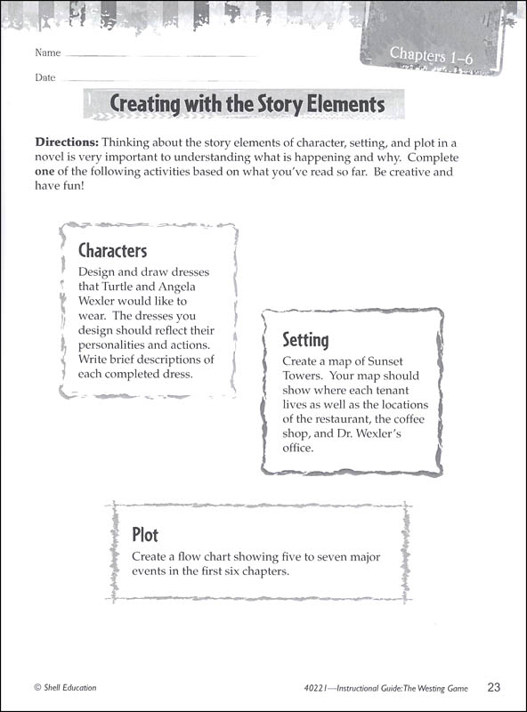 Westing Game Instructional Guides For Literature Shell Education