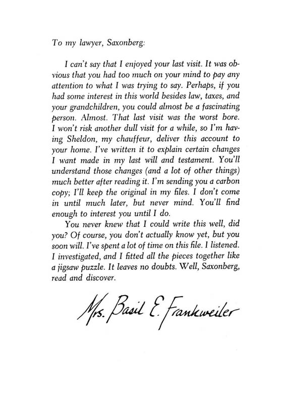 From the Mixed-Up Files of Mrs. Basil E. Frankweiler (Special Edition ...