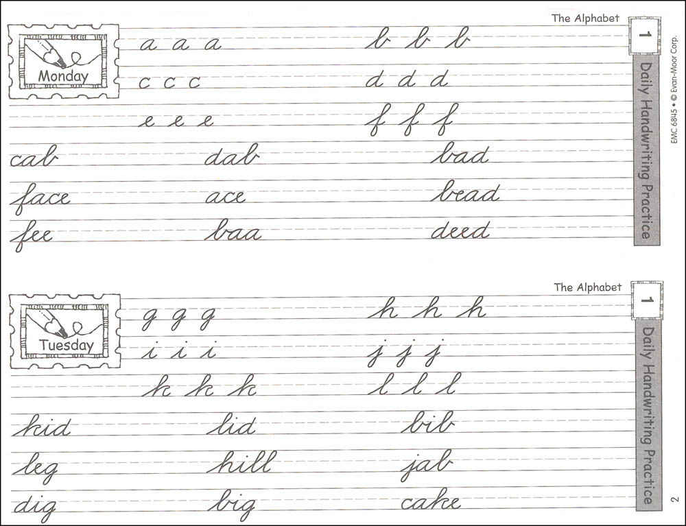 Daily Handwriting Practice Traditional Cursive - Individual Student ...