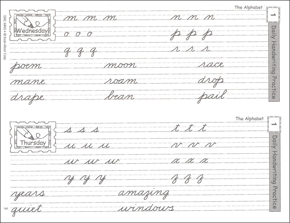 Daily Handwriting Practice Traditional Cursive - Individual Student ...