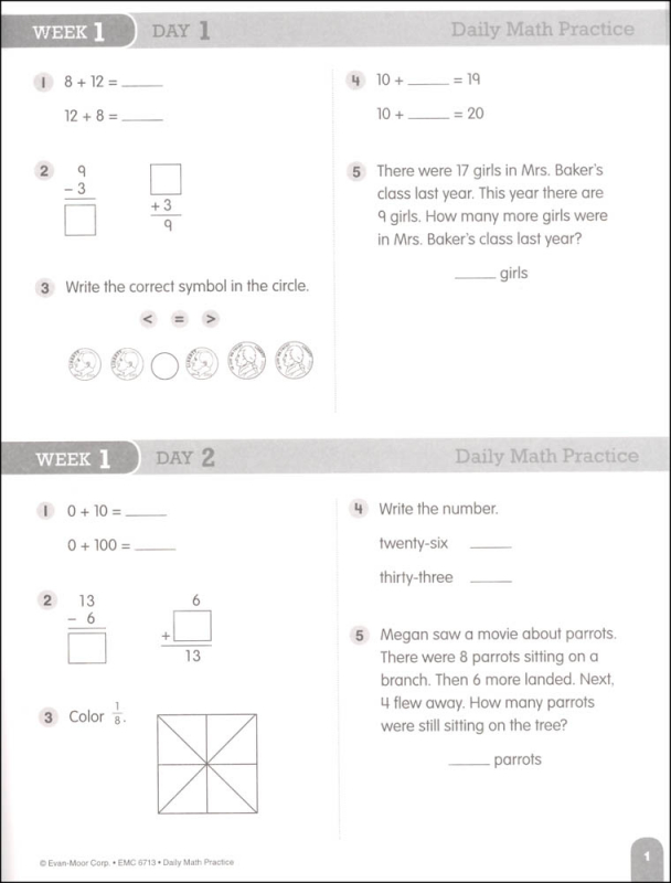 Daily Math Practice Grade 3 - Individual Student Workbook | Evan-Moor ...