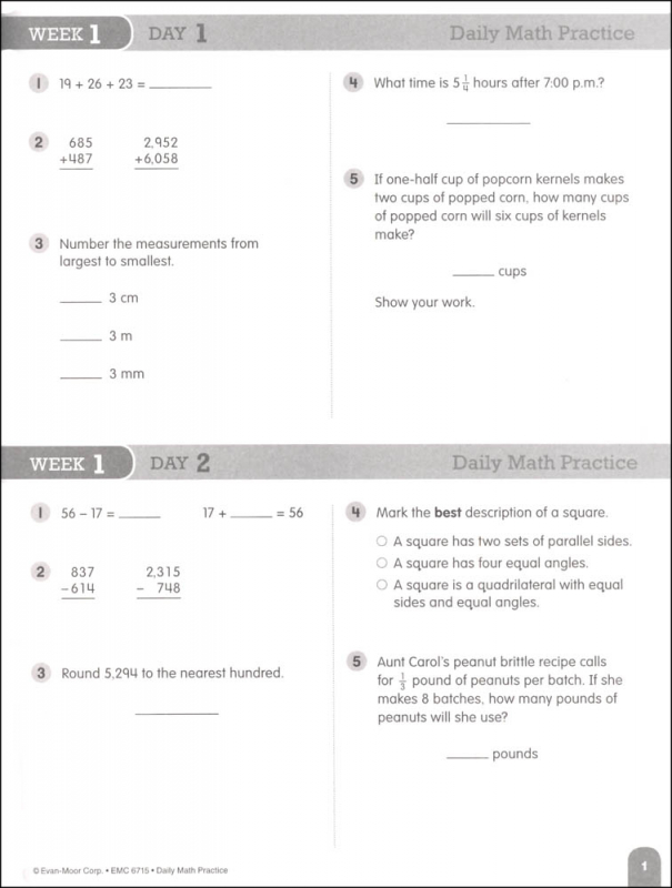 Daily Math Practice Grade 5 - Individual Student Workbook | Evan-Moor ... Daily Math Practice Grade 5 - Individual Student Workbook | Evan-Moor ...